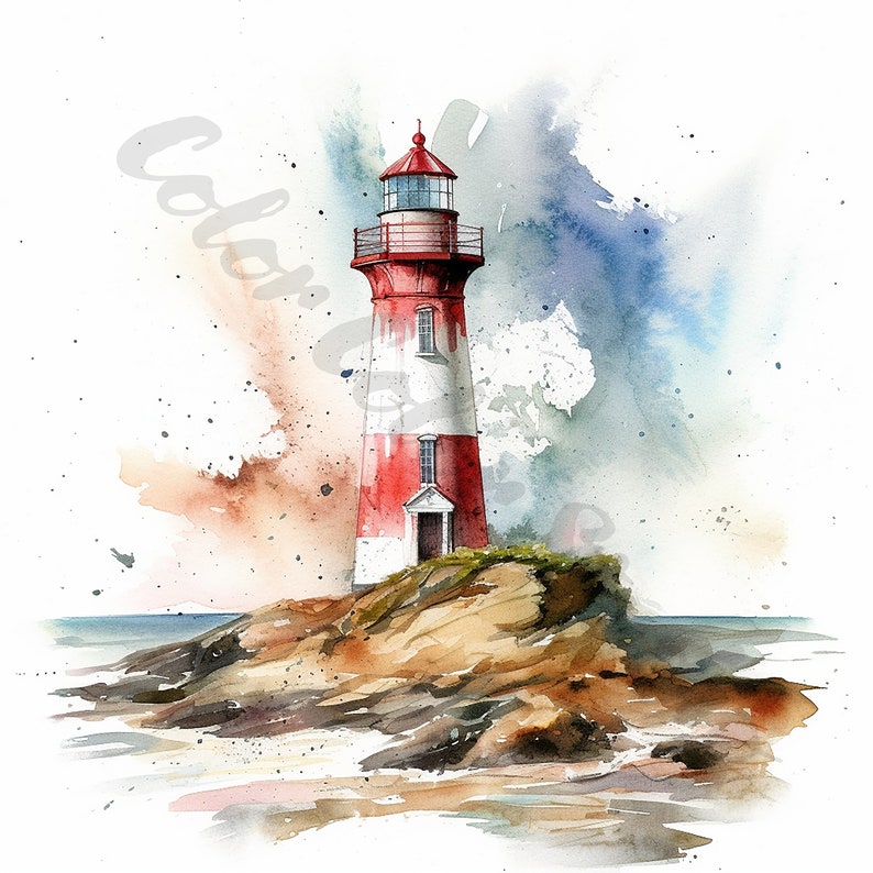 Watercolor Lighthouses Clipart 16 High Quality Pngs - Etsy