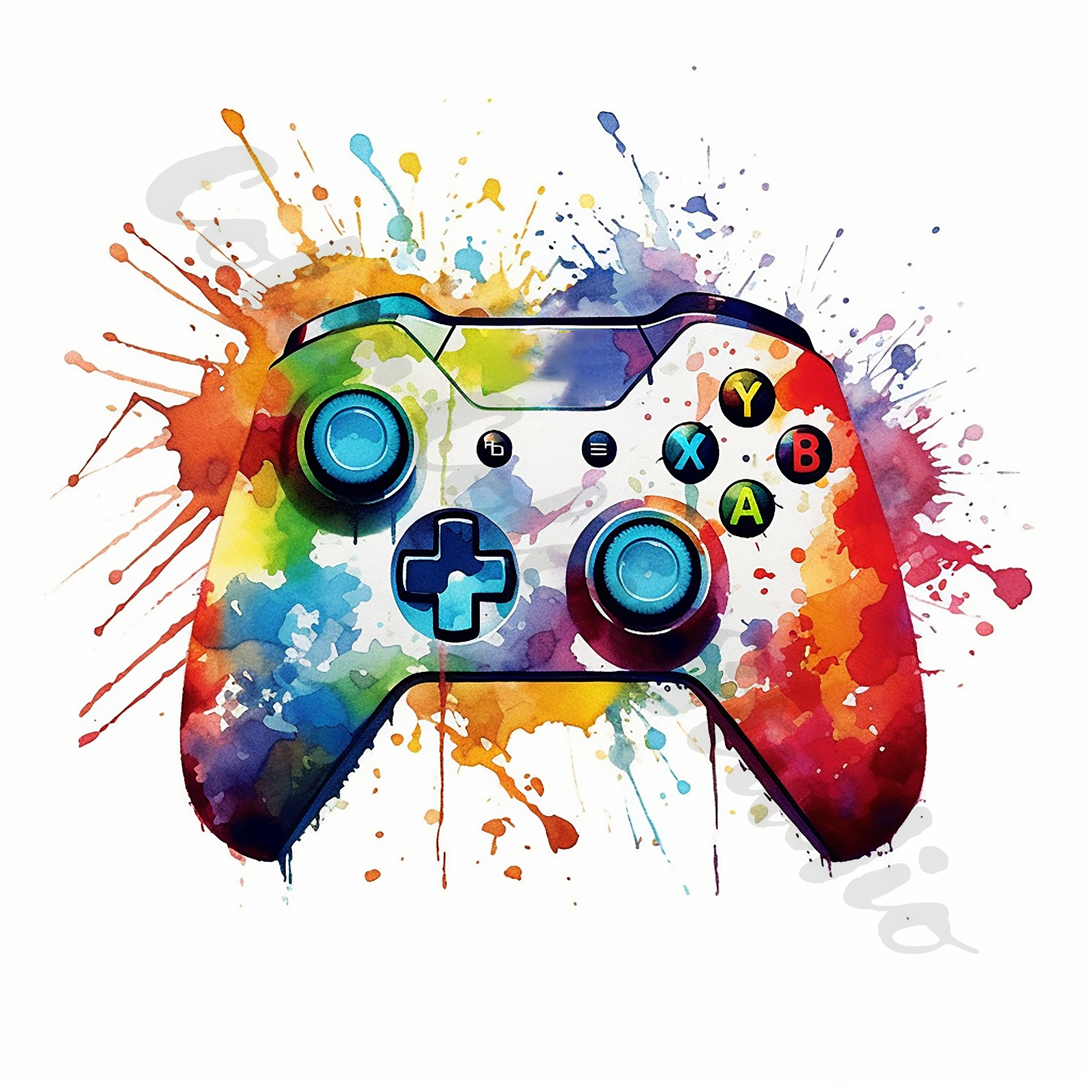 Watercolor Gaming Controller Clipart 16 High Quality Pngs Digital ...