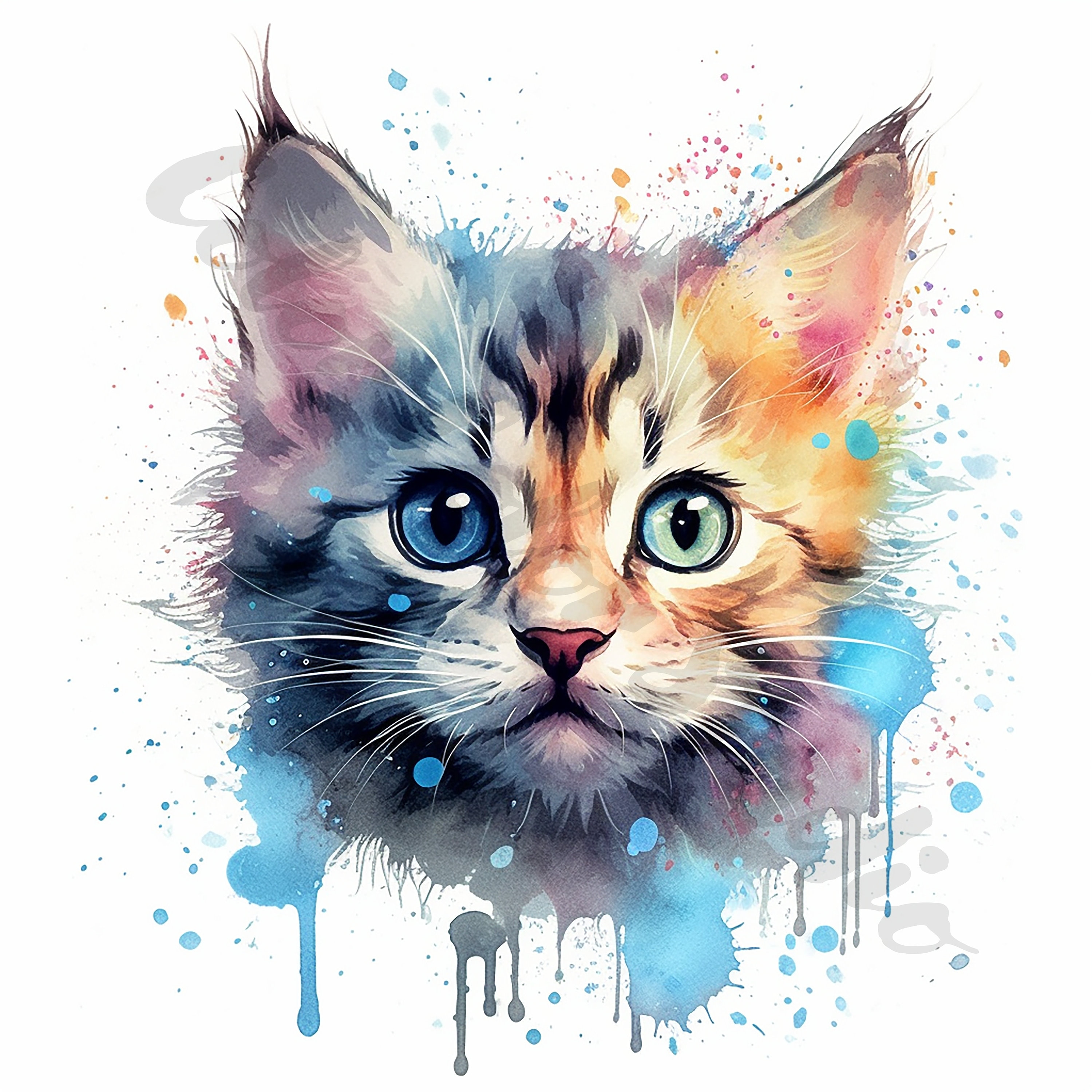 Watercolor Cute Kittens Clipart 16 High Quality Pngs - Etsy