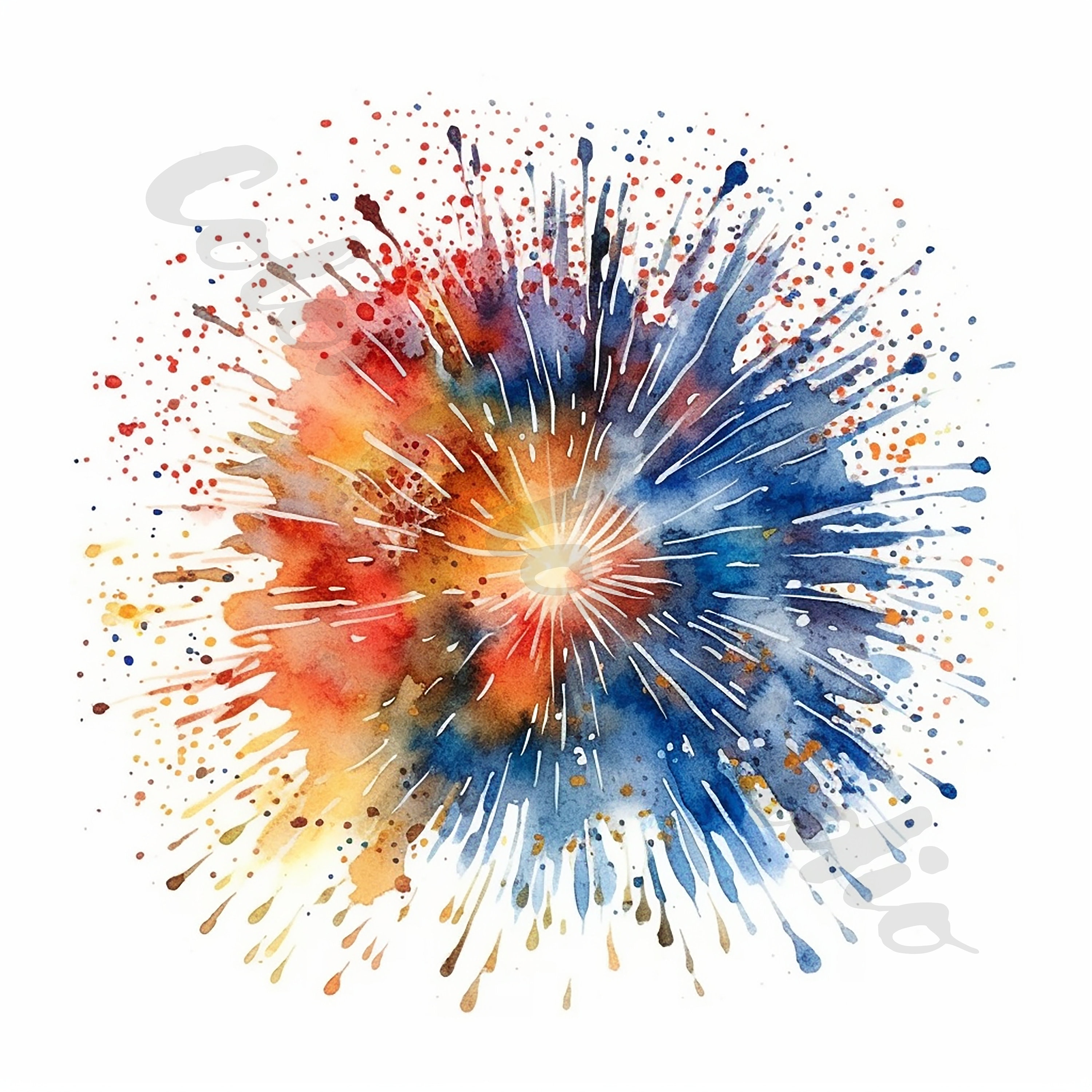 Watercolor Fireworks Clipart - 16 High Quality Pngs - Digital Download ...