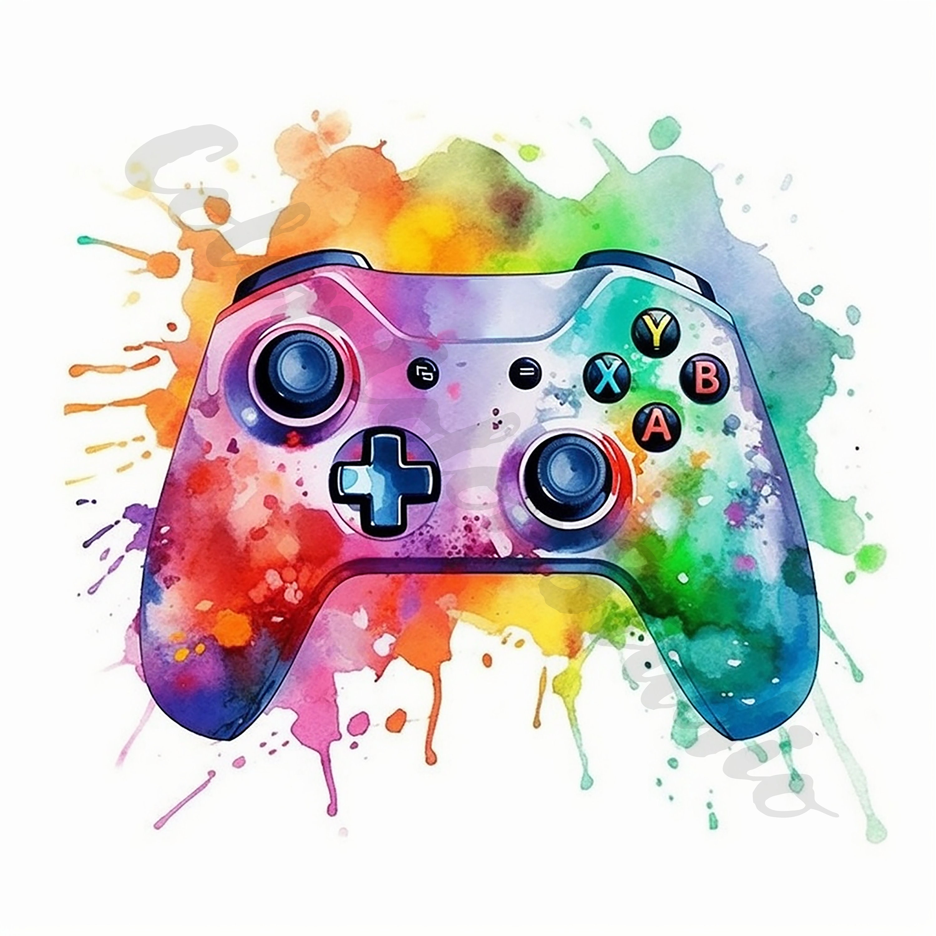 Watercolor Gaming Controller Clipart 16 High Quality Pngs Digital ...