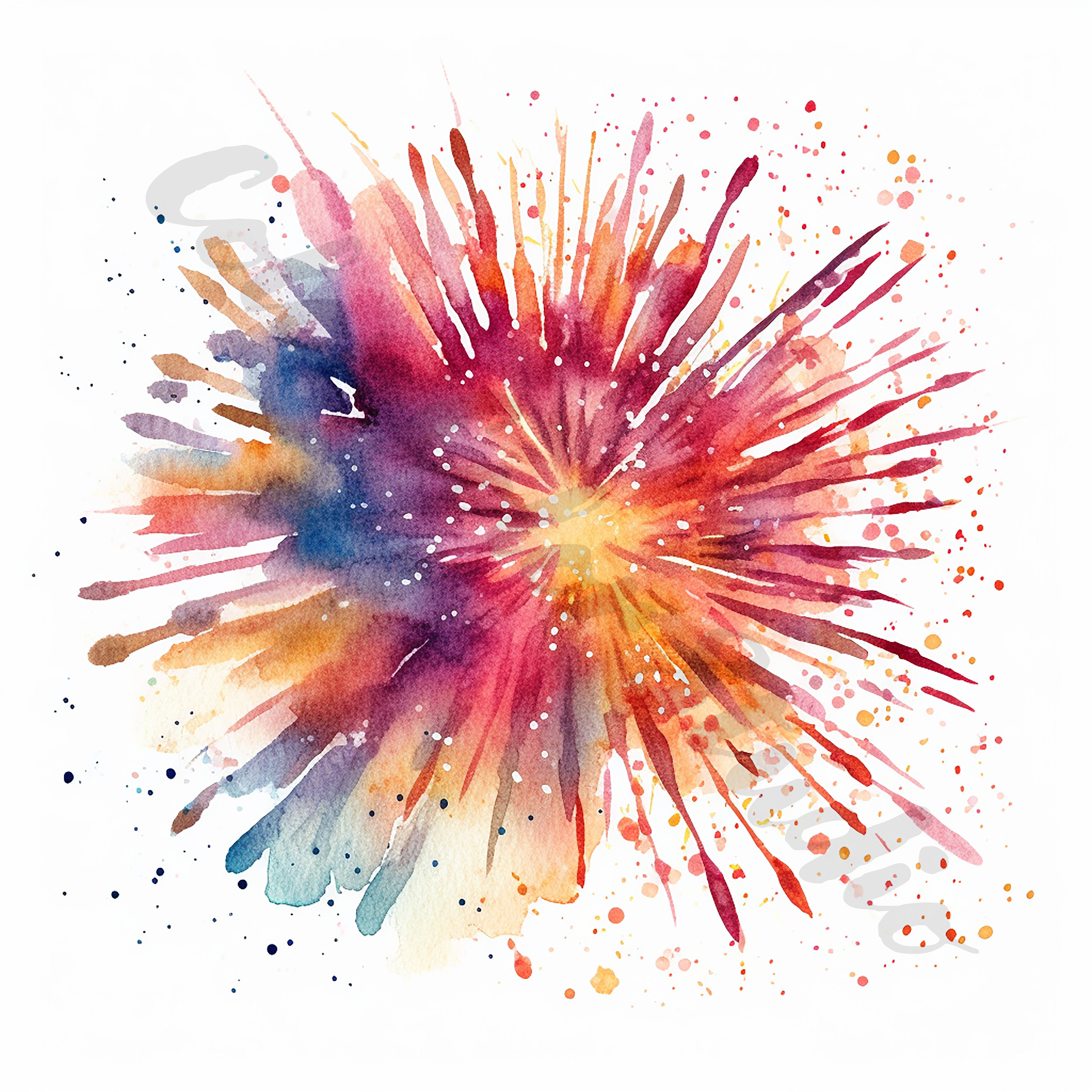 Watercolor Fireworks Clipart - 16 High Quality Pngs - Digital Download ...