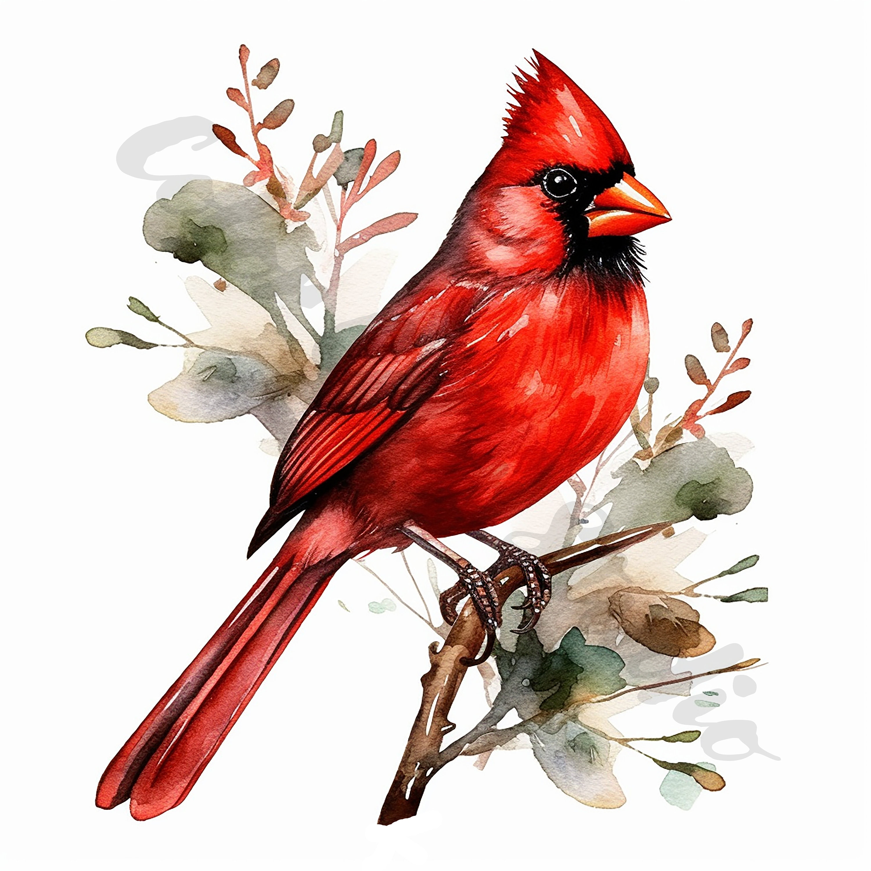 Watercolor Red Cardinal Bird Clipart 16 High Quality Pngs Digital ...