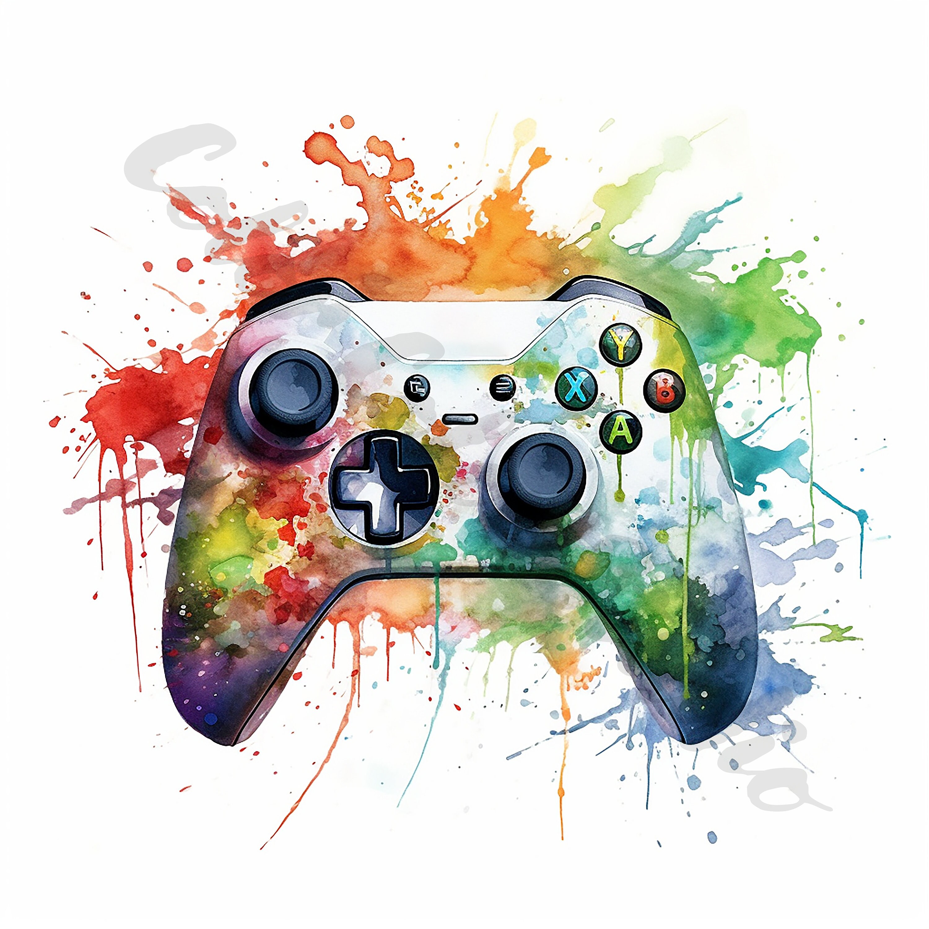 Watercolor Gaming Controller Clipart 16 High Quality Pngs Digital ...