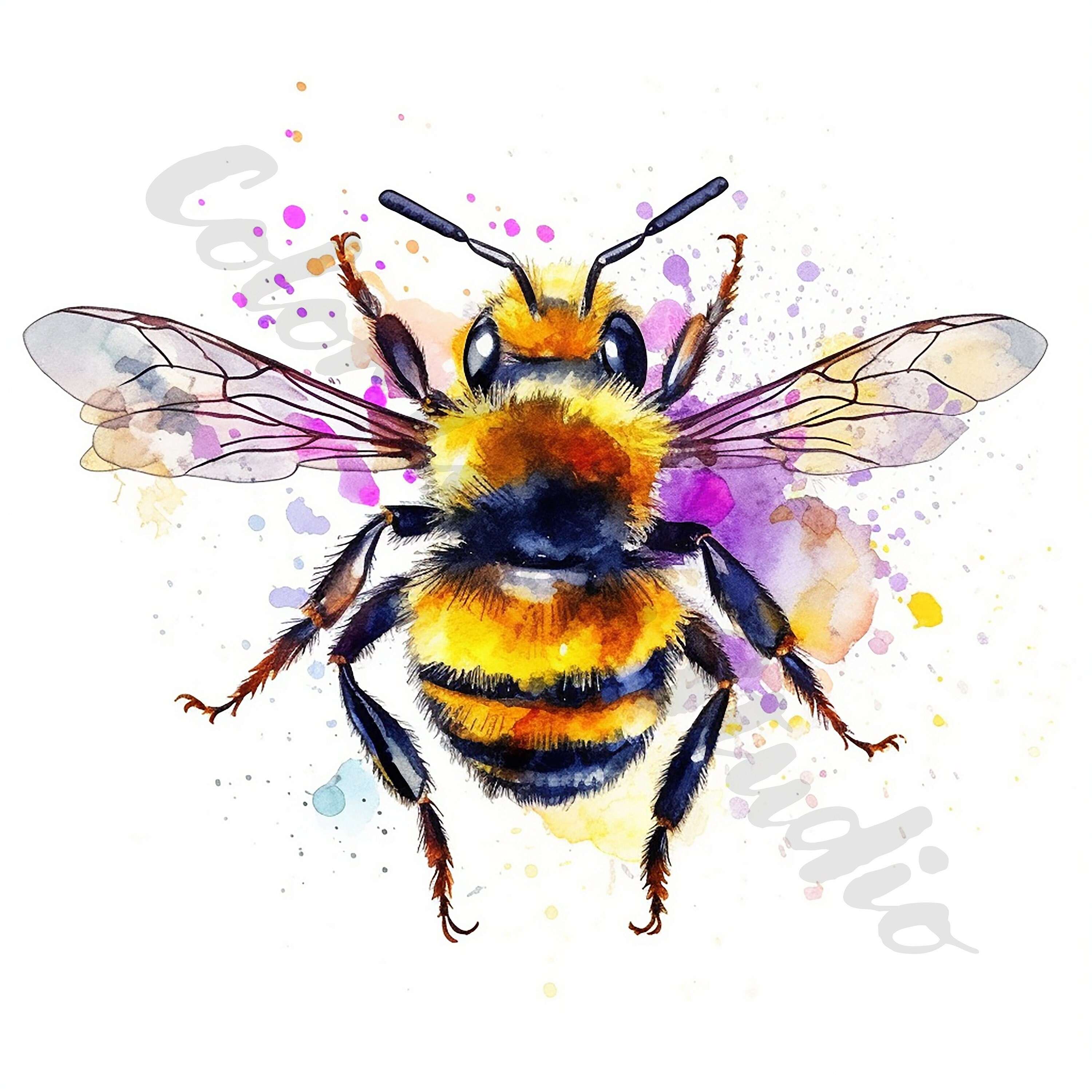 Watercolor Bumblebee Clipart 16 High Quality Pngs Digital - Etsy