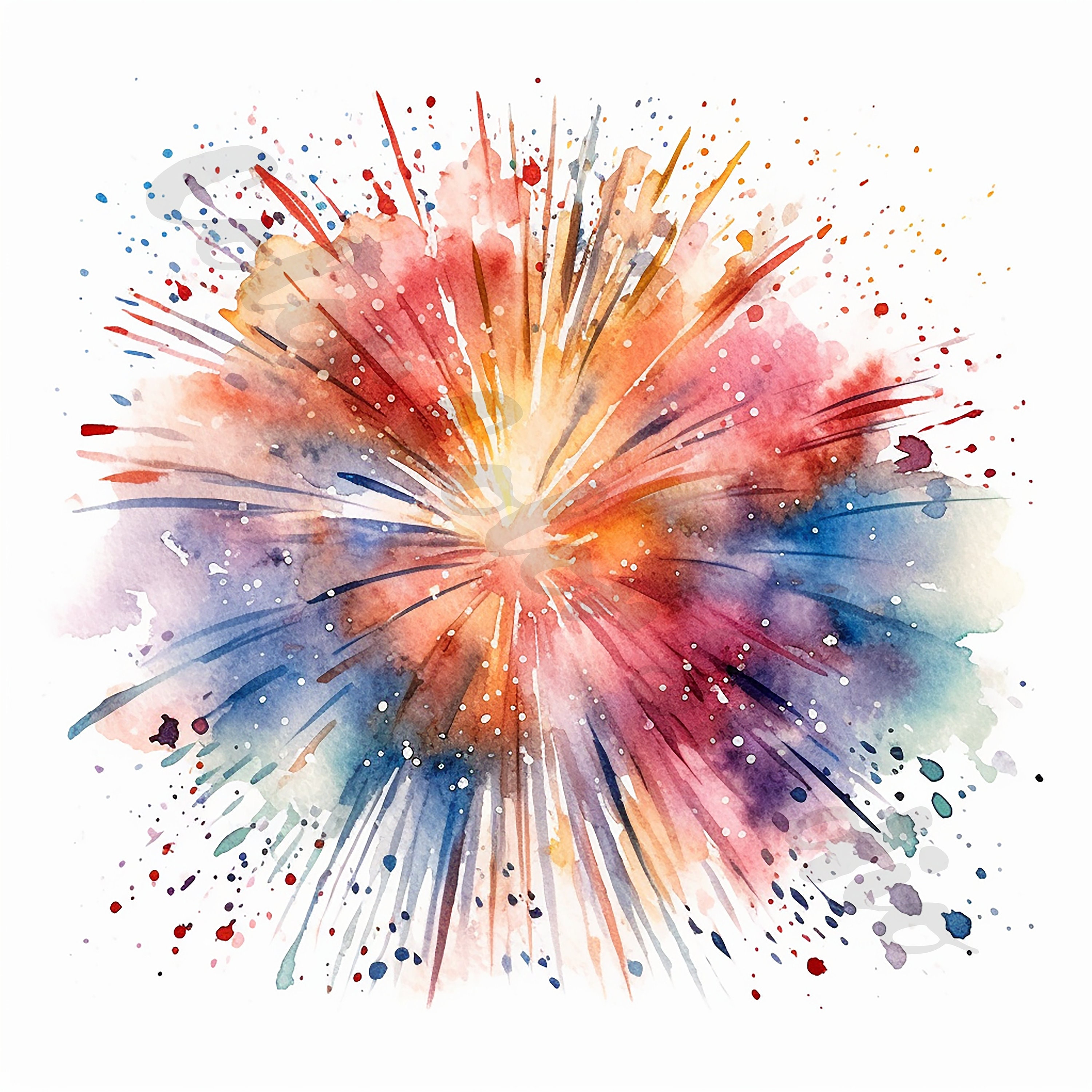 Watercolor Fireworks Clipart - 16 High Quality Pngs - Digital Download ...
