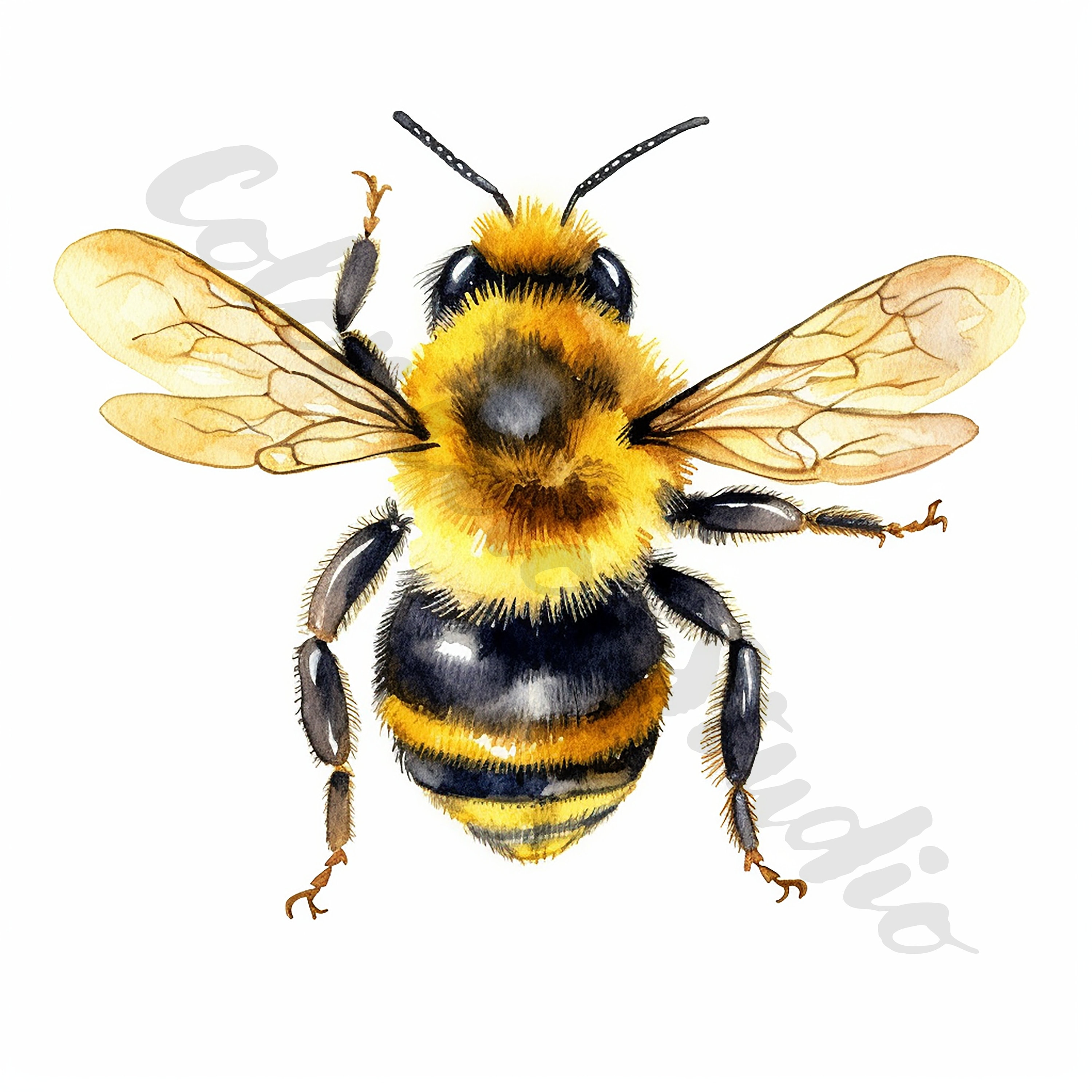Watercolor Bumblebee Clipart 16 High Quality Pngs Digital - Etsy