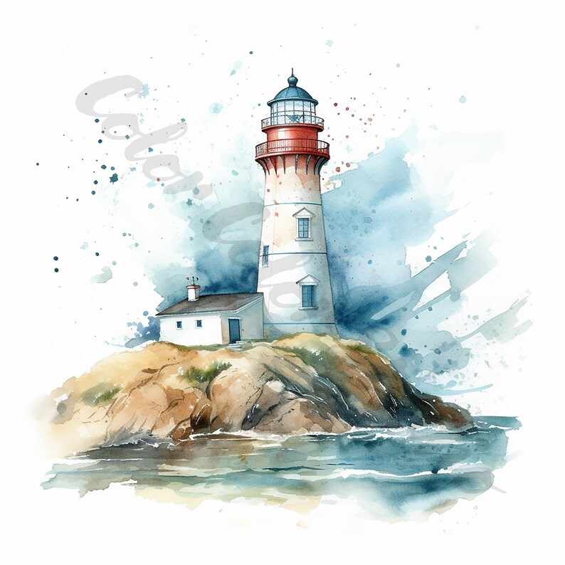 Watercolor Lighthouses Clipart 16 High Quality Pngs - Etsy