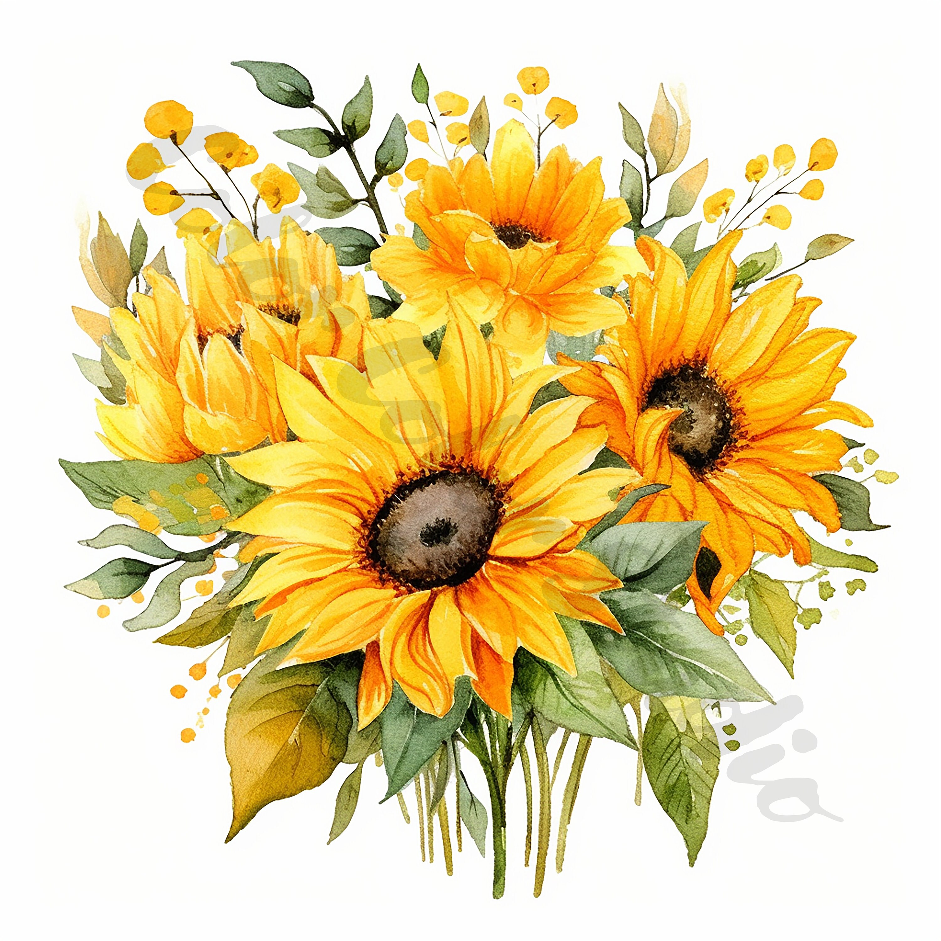 Watercolor Sunflower Clipart 16 High Quality Pngs Digital Download ...
