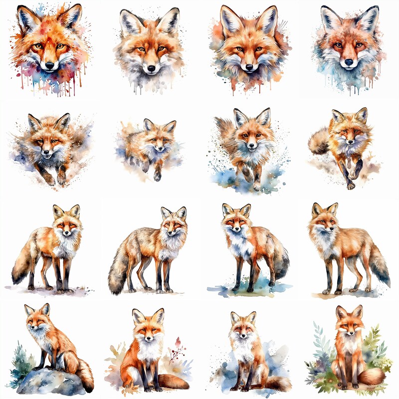 Red Fox Watercolor - Etsy