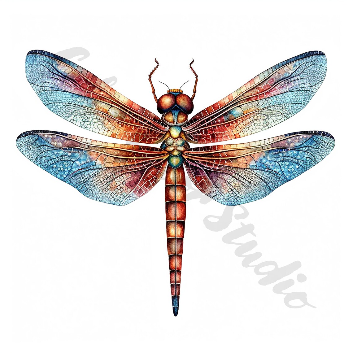 Watercolor Dragonfly Clipart 16 High Quality Pngs Digital - Etsy