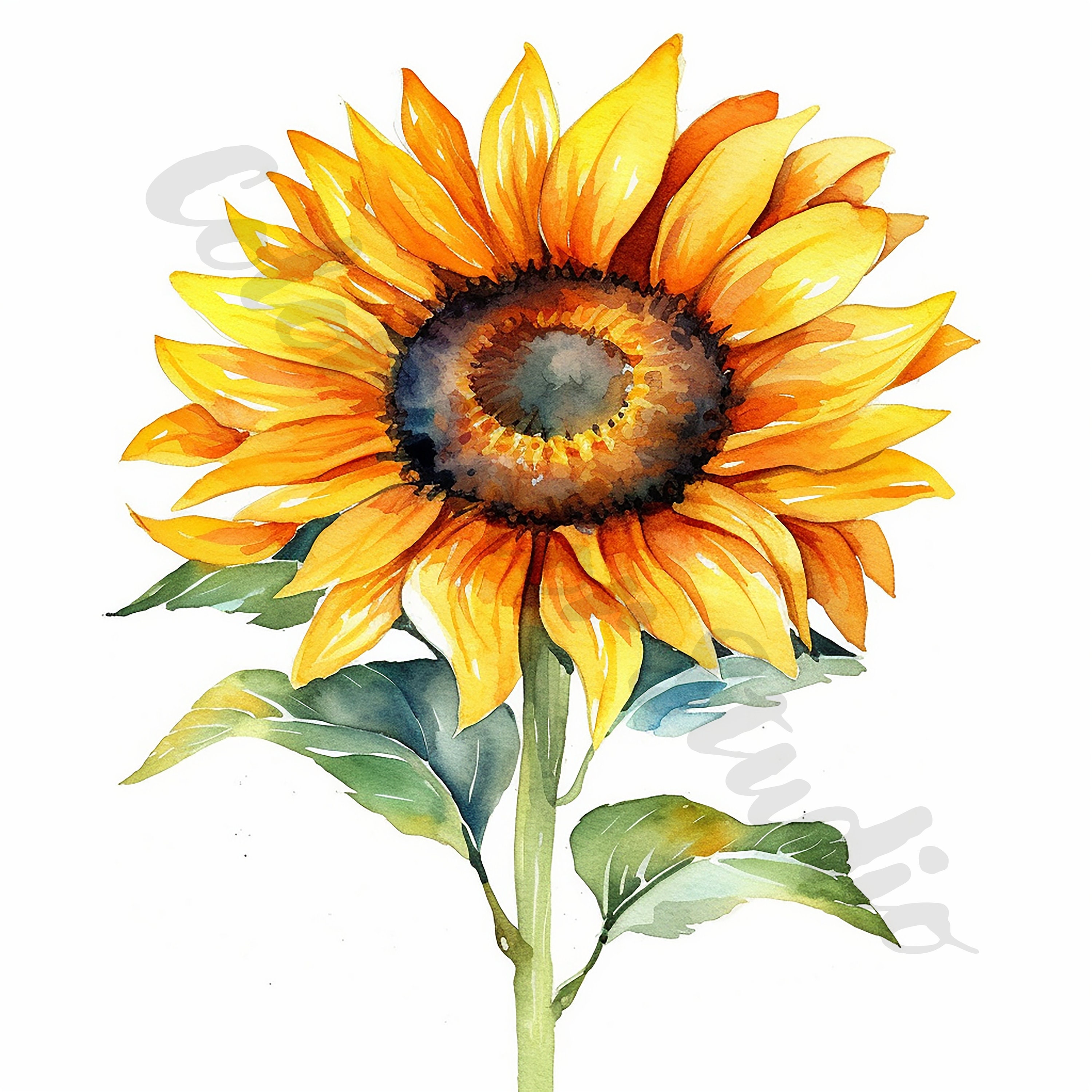 Watercolor Sunflower Clipart 16 High Quality Pngs Digital Download ...