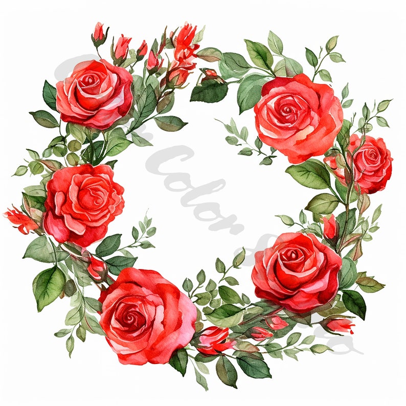 Watercolor Red Rose Clipart 16 High Quality Pngs Digital Download ...