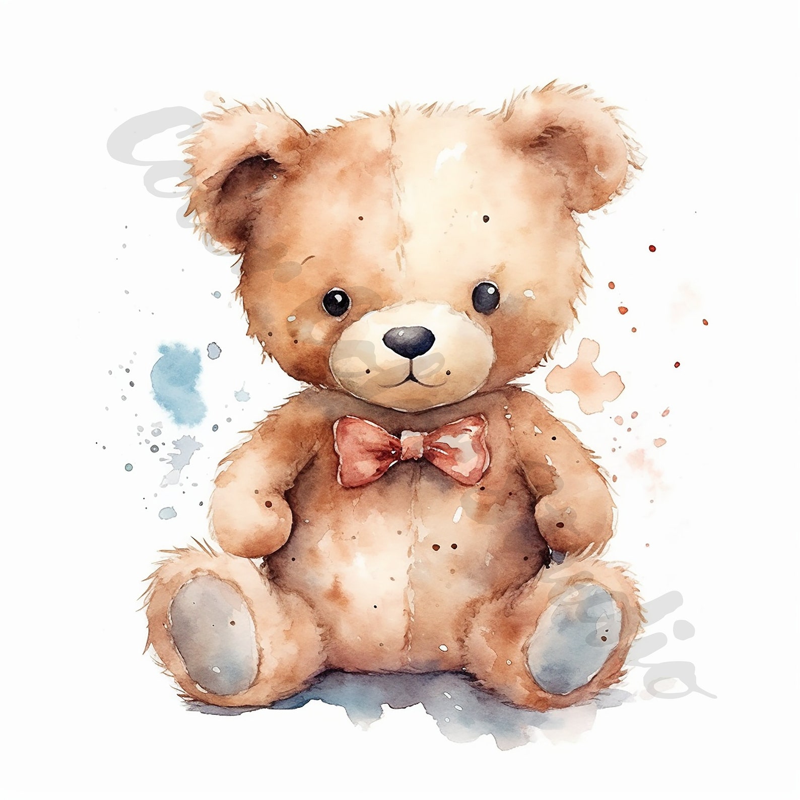 Watercolor Teddy Bear Clipart - 16 High Quality Pngs - Digital Download ...