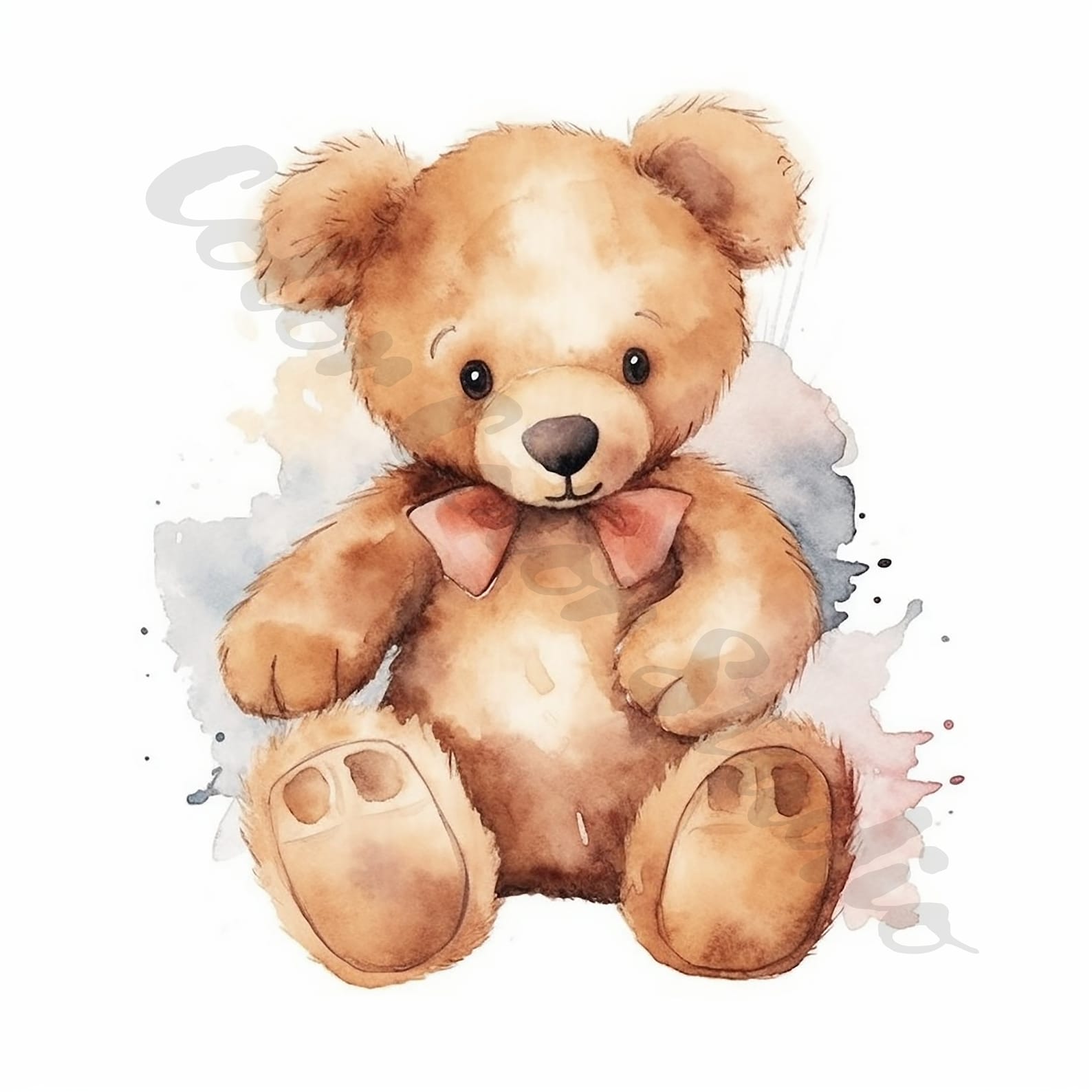 Watercolor Teddy Bear Clipart - 16 High Quality Pngs - Digital Download - Commercial Use - Card ...