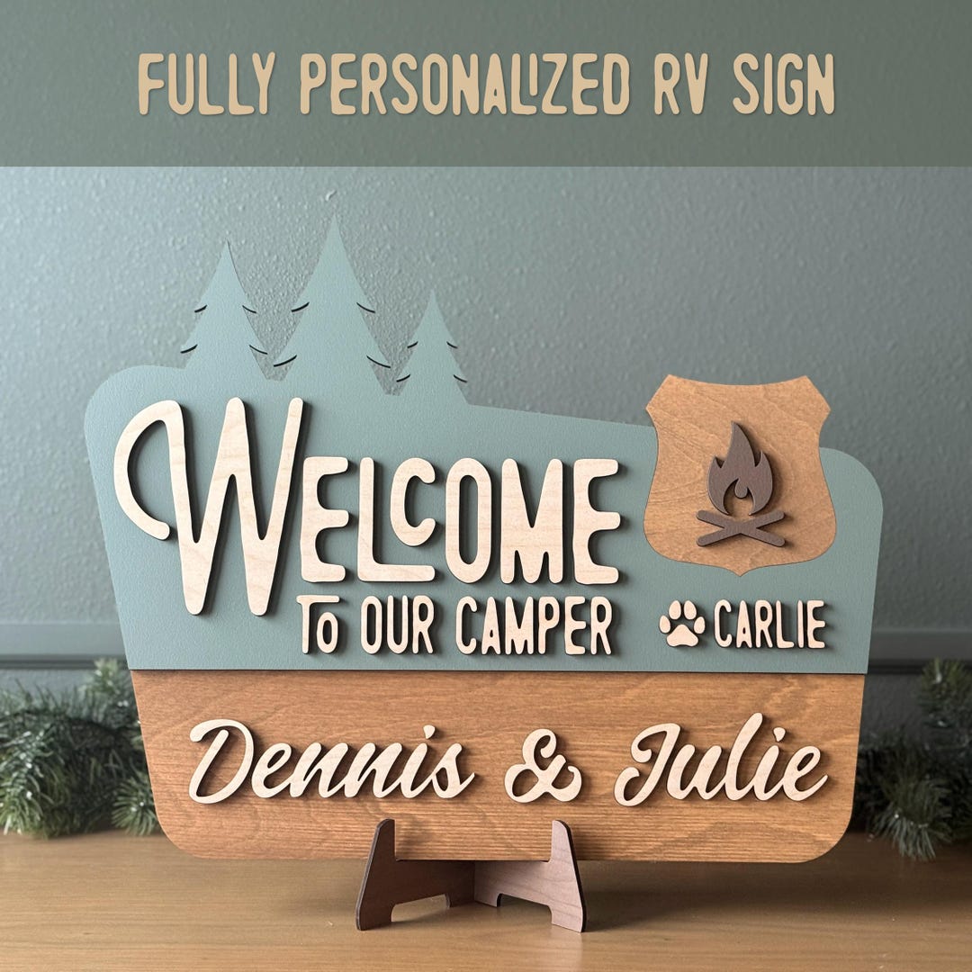 Personalized RV Sign – Custom Camper Family Sign, Wood Travel Trailer ...