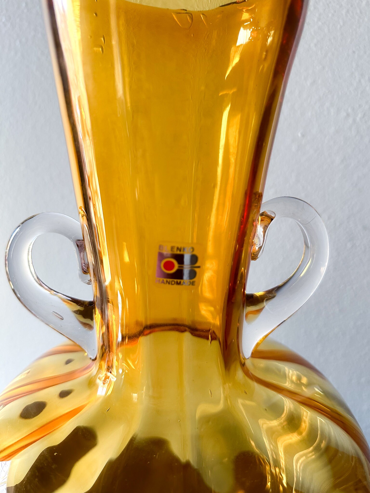 Vintage Blenko Amber Art Glass Vase With Clear Handles - Etsy Canada