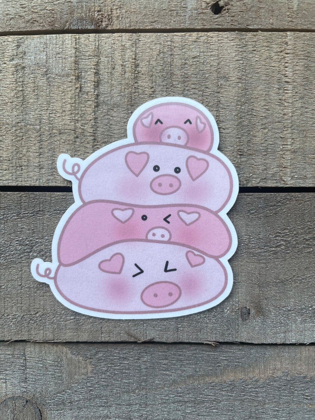 Cute Pig Stack Japanese Mochi Sticker - Etsy