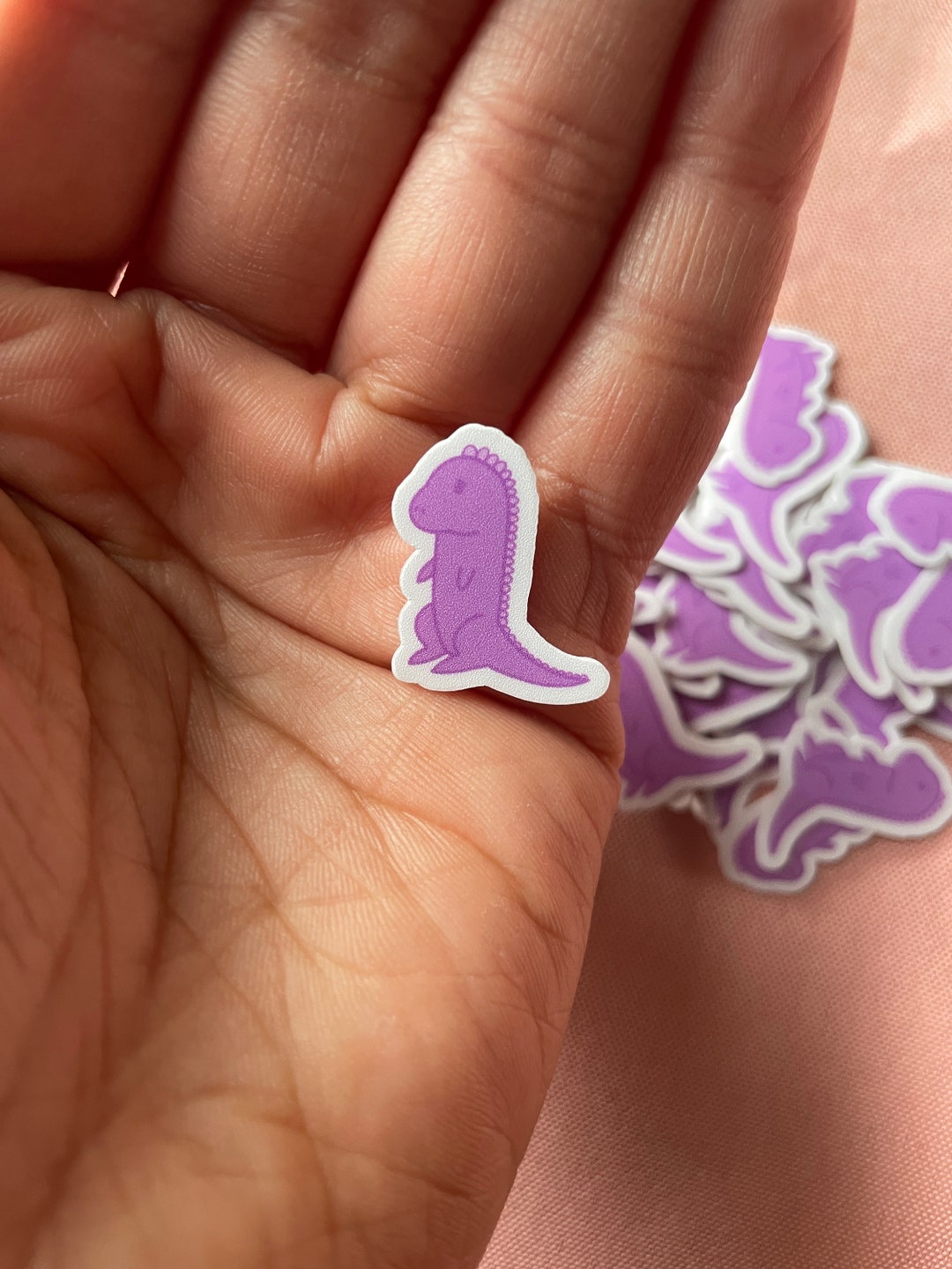 Cute Little Sad Dino in Purple Monochrome Sticker for Phone Decals for ...