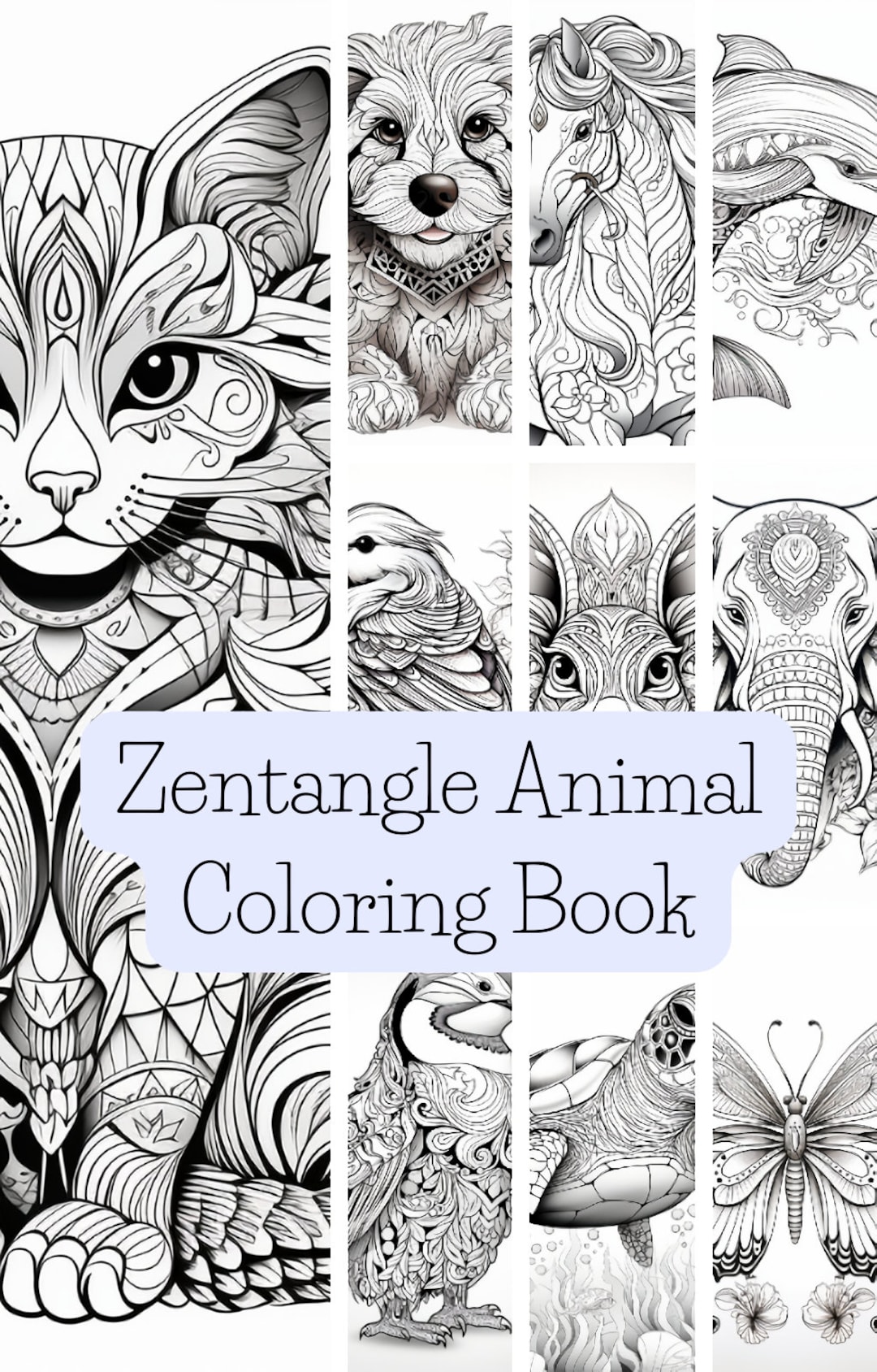 Zentangle Animal Coloring Book: Zendoodle Art Pattern Templates ...