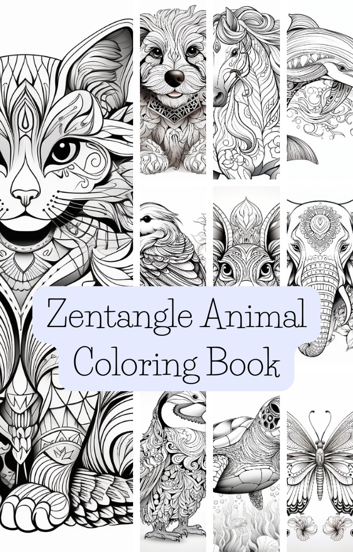 Zentangle Animal Coloring Book: Zendoodle Art Pattern Templates ...