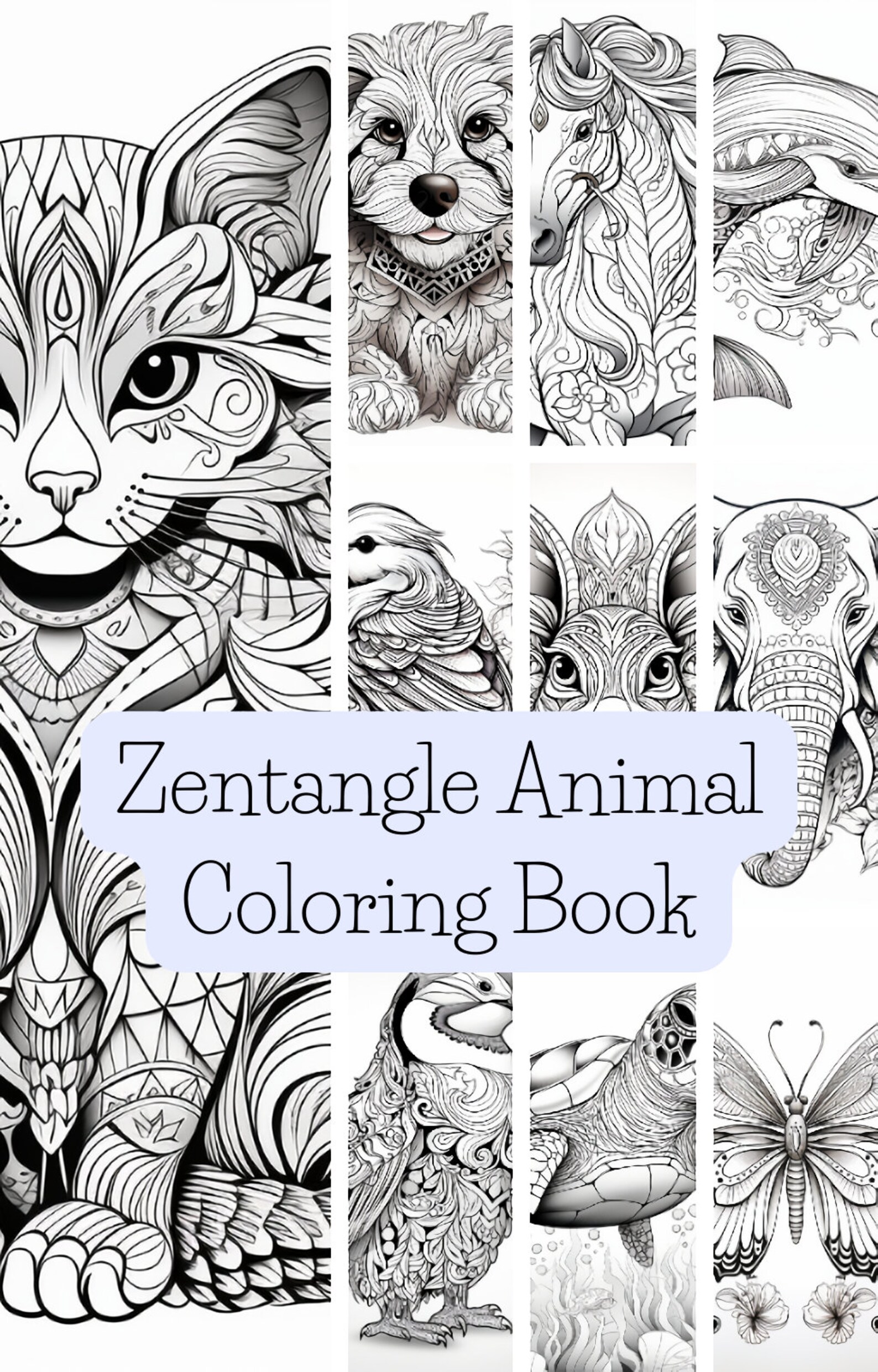 Zentangle Animal Coloring Book: Zendoodle Art Pattern Templates ...