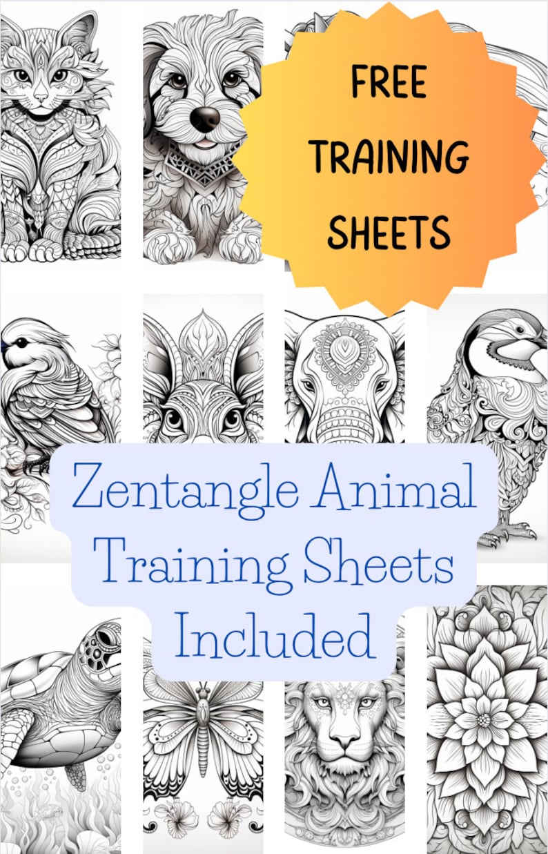 Zentangle Animal Coloring Book: Zendoodle Art Pattern Templates ...