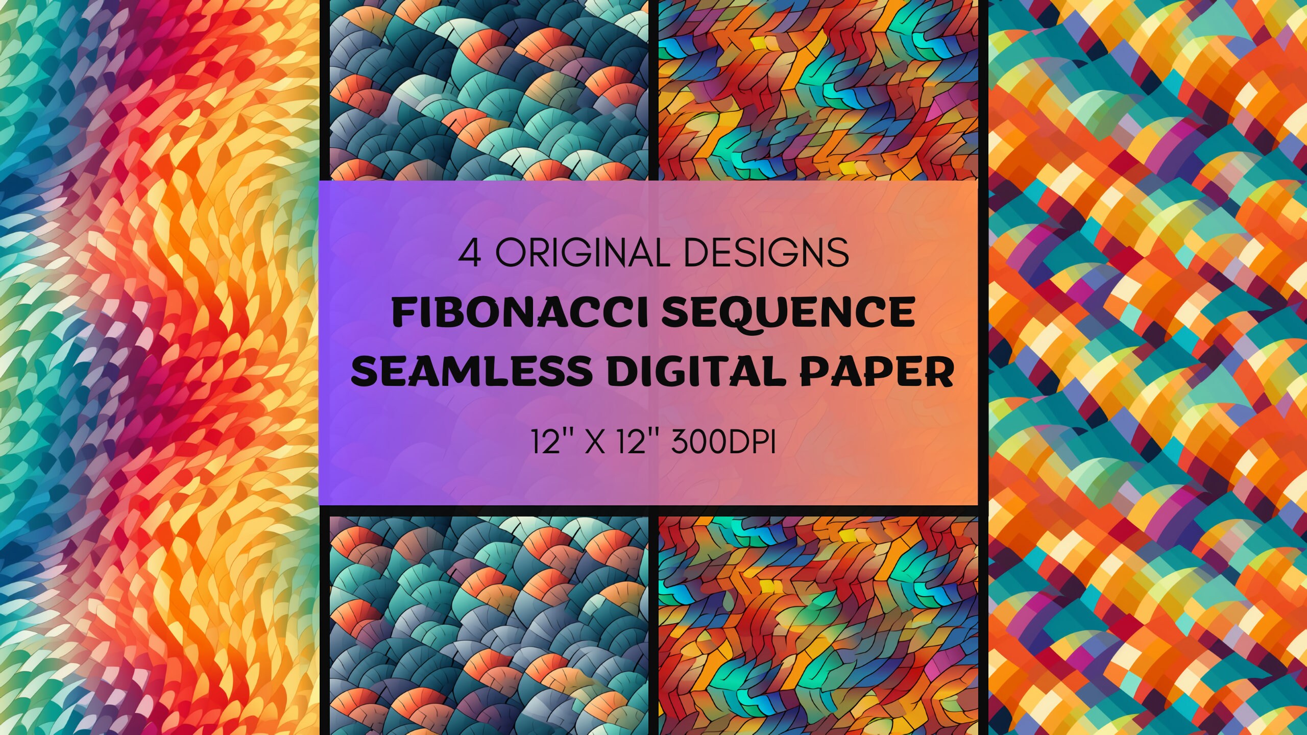 Fibonacci Sequence Repeat Pattern SEAMLESS DESIGN Digital Paper ...