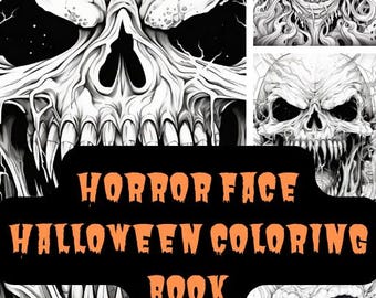 Halloween Gift Horror Coloring Book: Faces of Fear Spooky Season ...