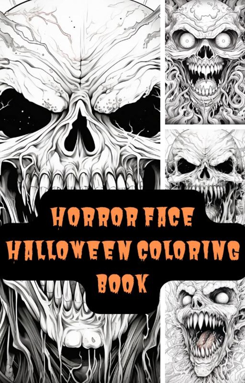 Halloween Gift Horror Coloring Book: Faces of Fear | Spooky Season ...
