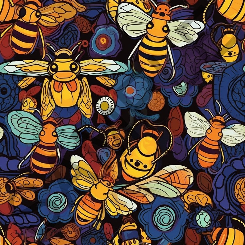 Bees Design Pattern, Set of 20, Seamless Pattern, Tile, Digital Asset ...