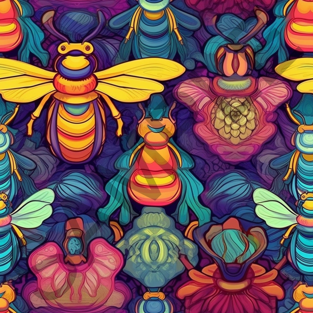 Bees Design Pattern, Set of 20, Seamless Pattern, Tile, Digital Asset ...