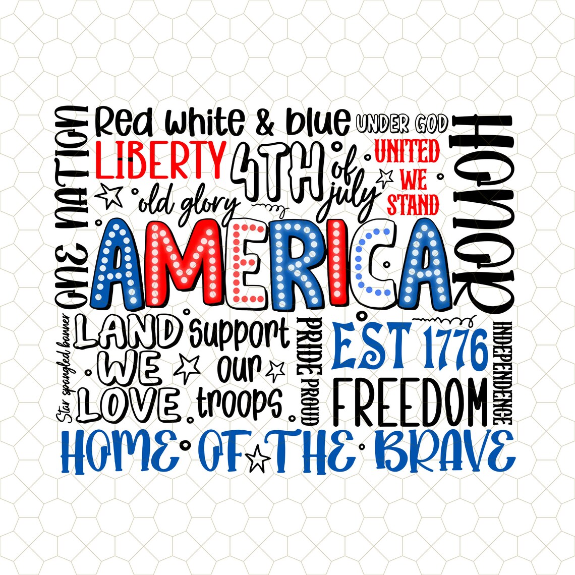America Typography 4th of July Png, America Tour Png, 4th of July Png ...
