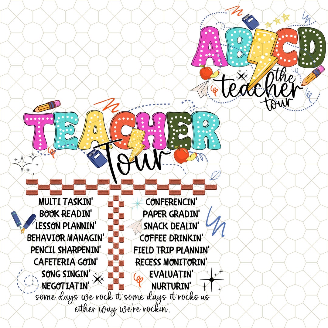ABCD Teacher Tour Png, Teacher Png, Back to School Png, End of School ...