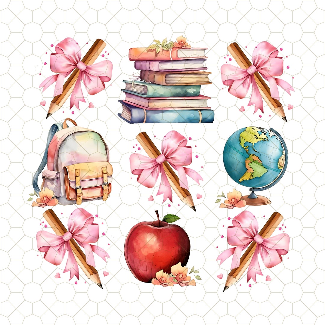 Coquette Bow Teacher Back to School Png, Back to School Coquette Png ...
