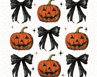 Halloween Pumpkin PNG, Spooky Season Png, Pink Bows Png, Coquette ...