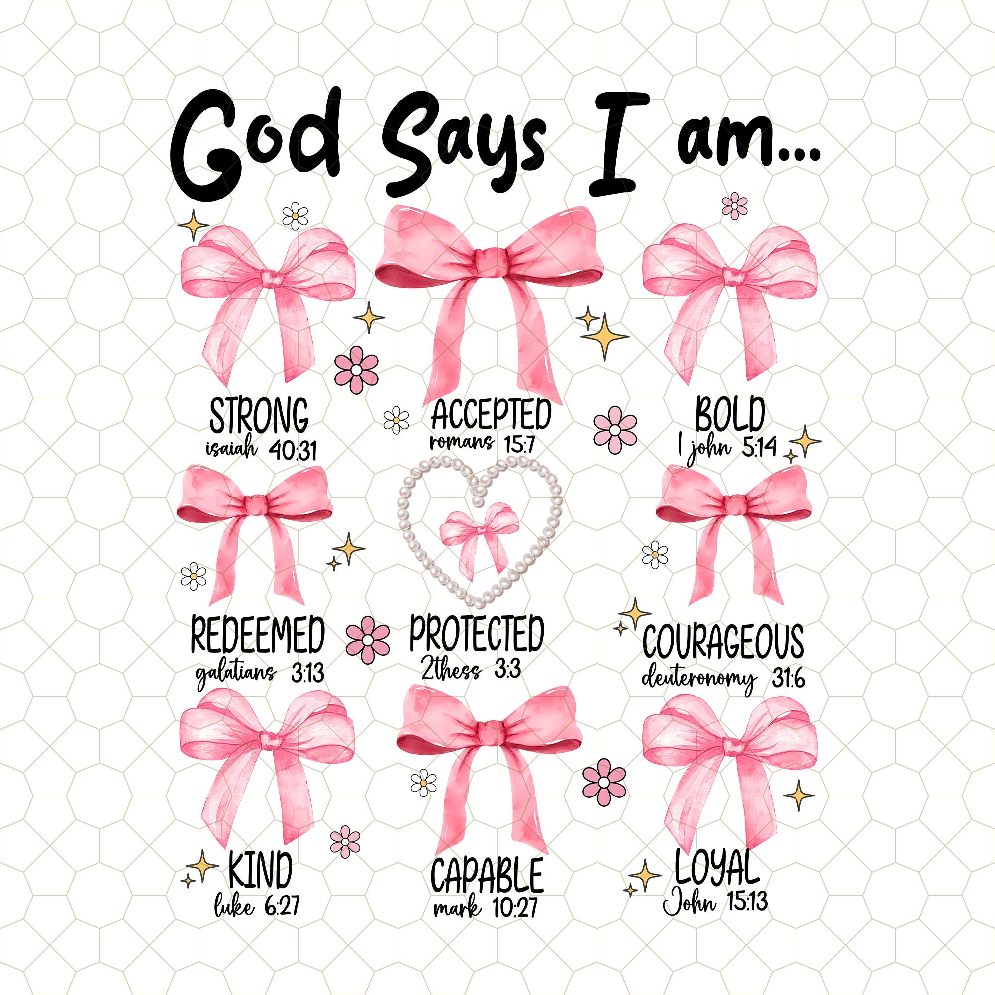 God Says I Am Coquette Bow Png, Christian Pink Bow Png, Coquette Jesus ...