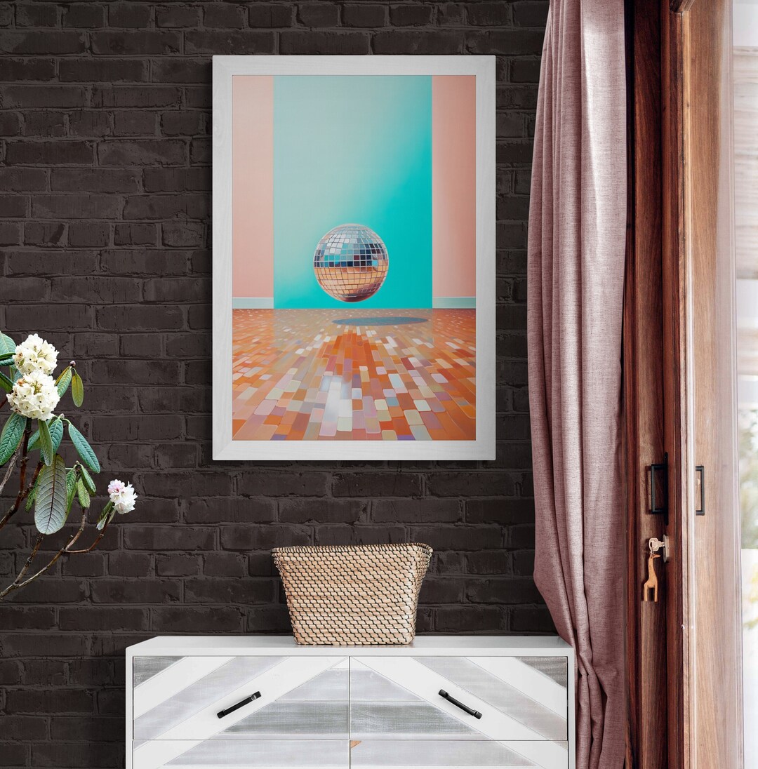 Neon, Pastel Groovy Disco Ball Art Print, Colorful Art Print, Disco Art ...