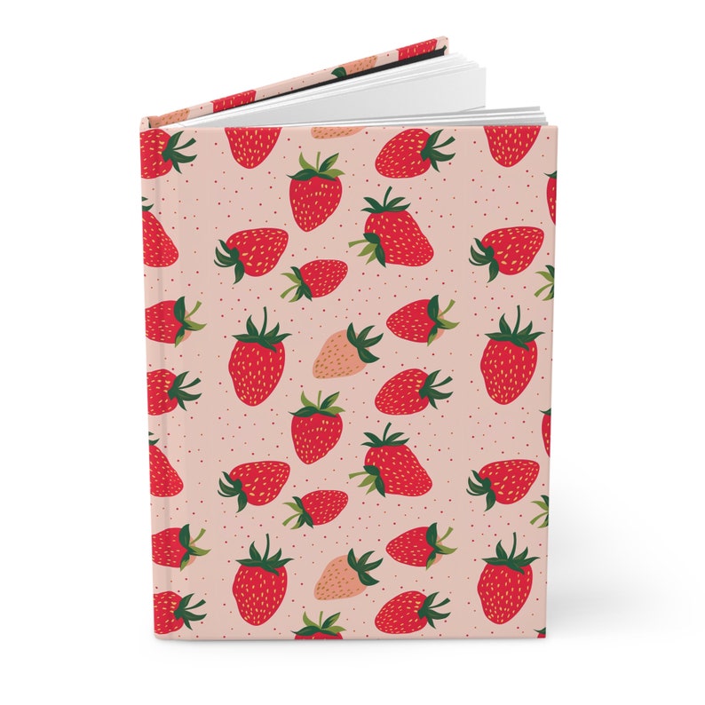 Strawberry Print Hardcover Notebook, Strawberries, Fruit, Cute ...