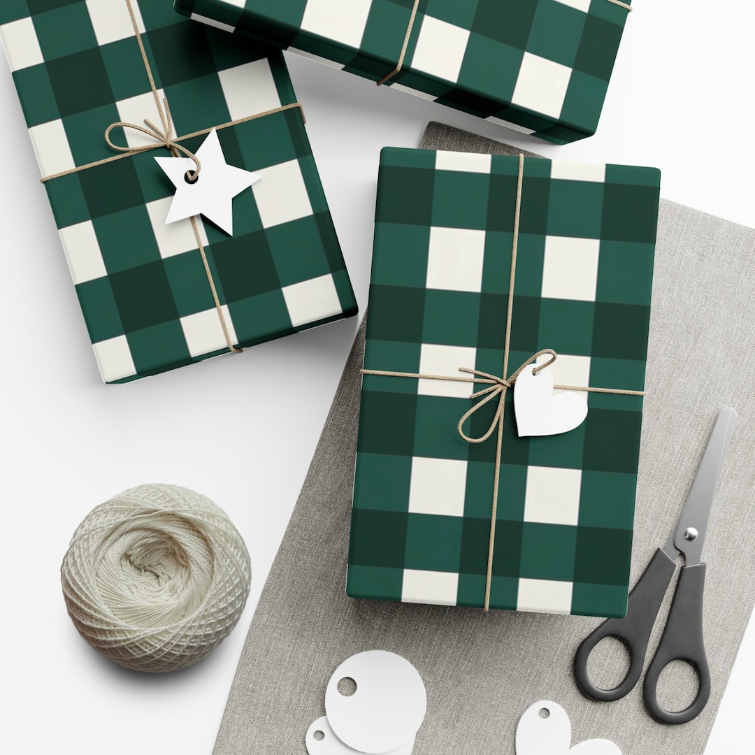 Gingham Green Wrapping Paper, Fathers Day Gift, for Dad, for Husband ...