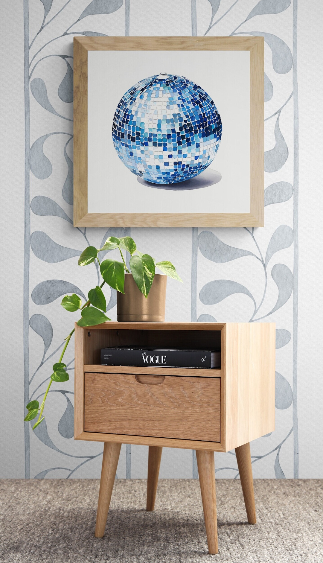 Blue Groovy Disco Ball Art Print, Fall, Summer, Colorful, Dopamine ...