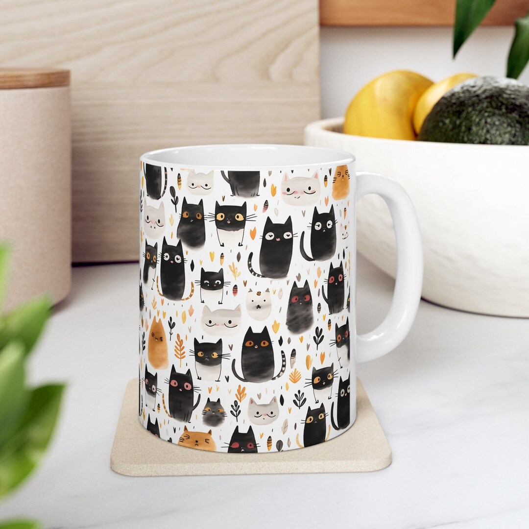 Halloween Cat Mug, Halloween Mug, Cute Fall Mug, Cat Decor, Cat Mug ...