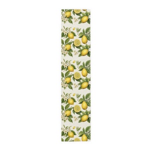 Lemon Print Table Runner, Spring Kitchen Runner, Citrus Table Runner ...