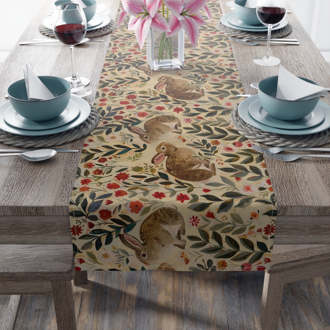 Bunny Table Runner, Baby Shower, Animal Theme, Bohemian, Folklore ...