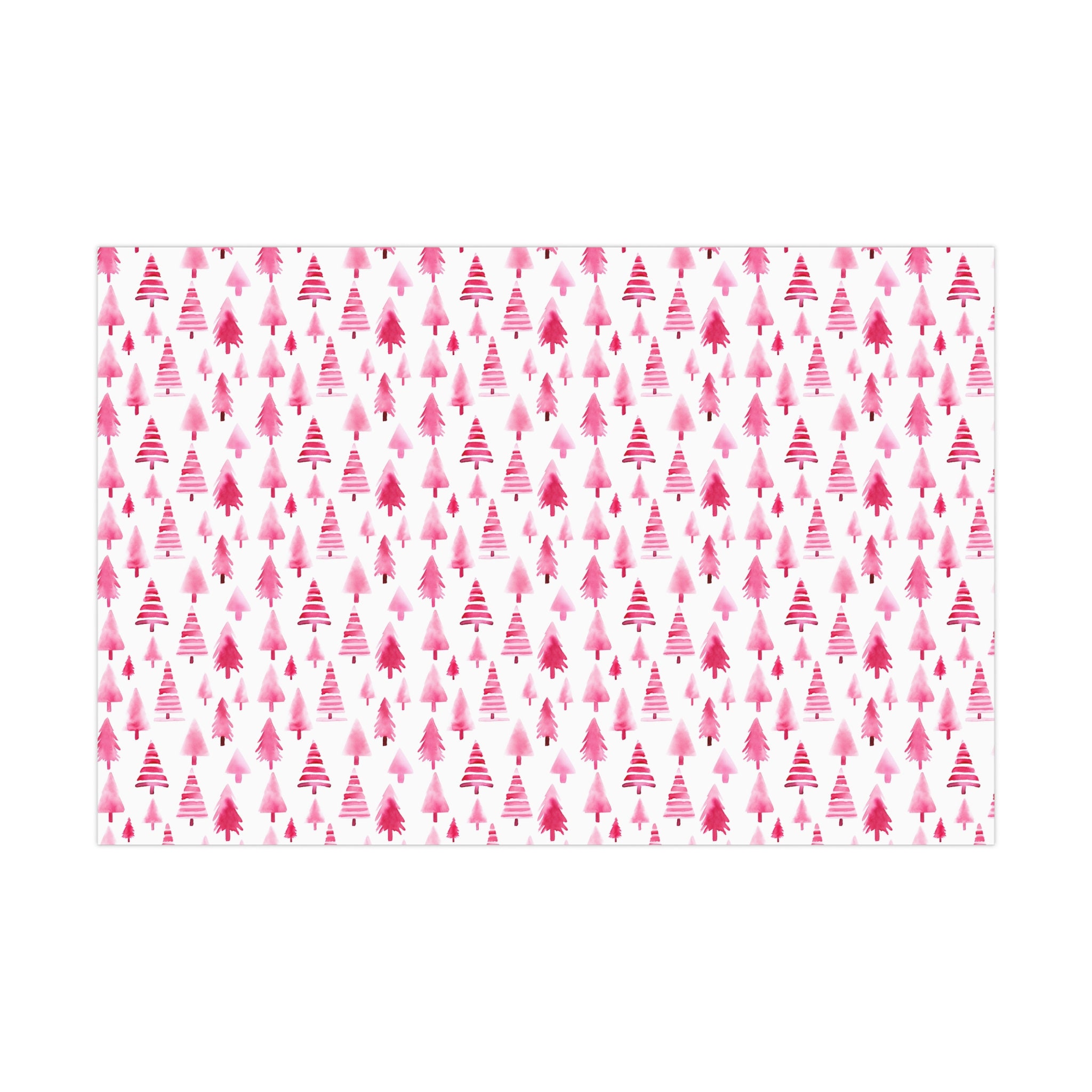 Pink Christmas Gift Wrapping Paper, Christmas Trees, Stationary ...