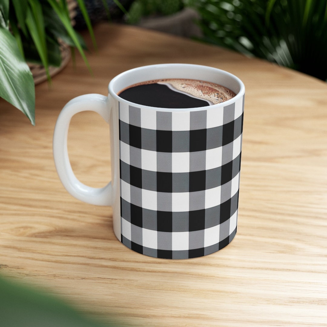 Gingham Mug, Cute Spring Mug, Gingham Fall Decor, Autumn Gift, Birthday ...