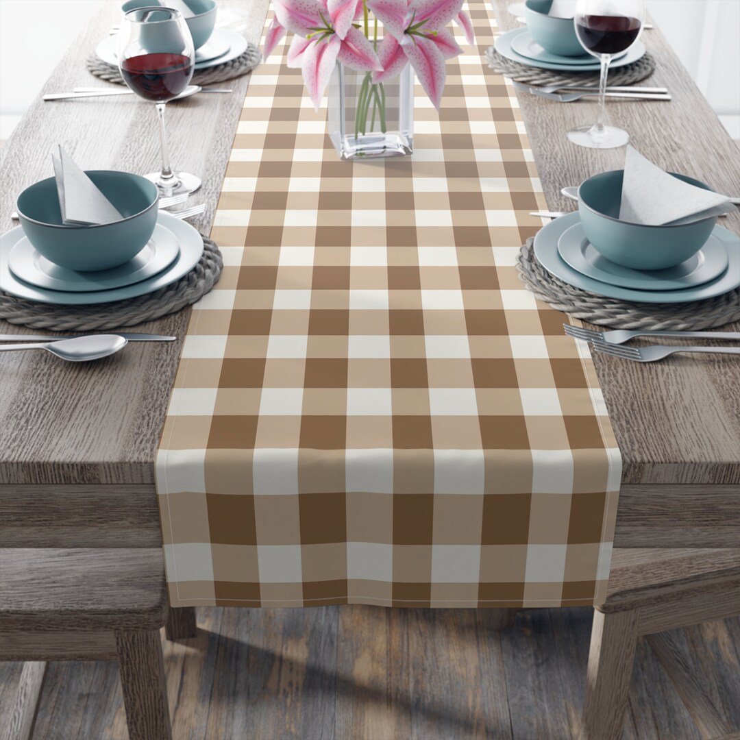 Gingham Table Runner, Fall, Baby Shower, Gingham Kitchen Decor, Summer ...