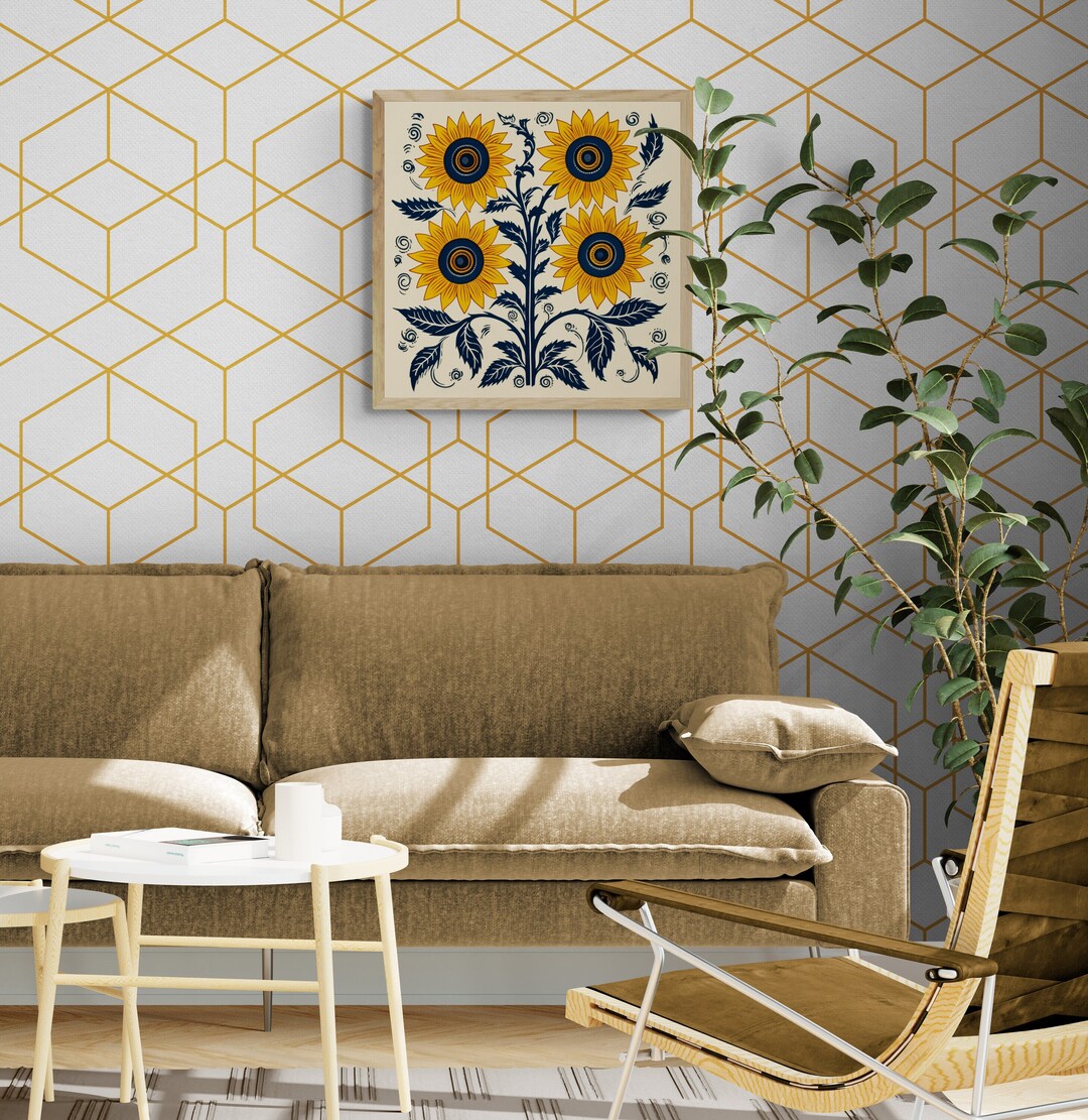 Sunflower Art Print, Sunflower Wall Art, Spring, Bohemian Wall Art ...