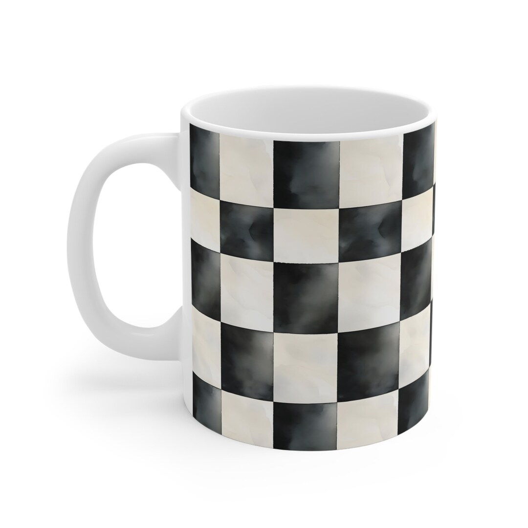 Checkerboard Mug, Mothers Day Gift, Spring Mug, Neutral, Checkerboard ...