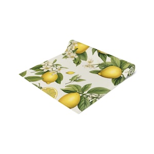 Lemon Print Table Runner, Spring Kitchen Runner, Citrus Table Runner ...